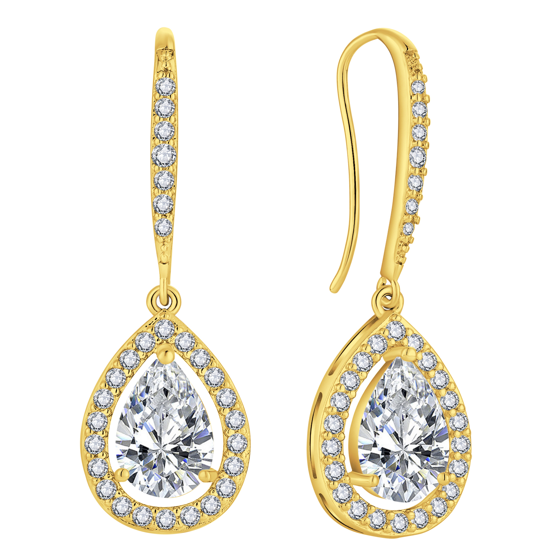 14K White Gold Diamond Teardrop Hinged Dangle Earrings (1.106Ct ...