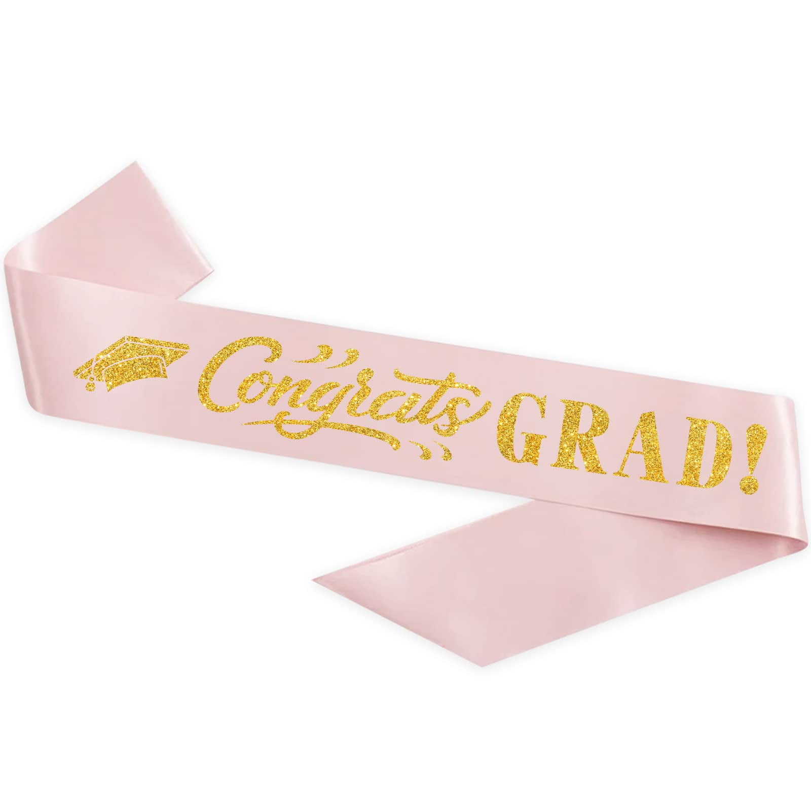 PYQWA Congrats Grad Sash MMF7 Pink Gold Glitter, 2024 Graduation Party ...