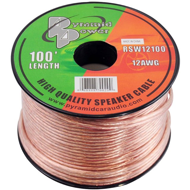 PYRAMID RSW12100 - 12 Gauge 100 ft. Spool of High Quality Speaker Zip ...