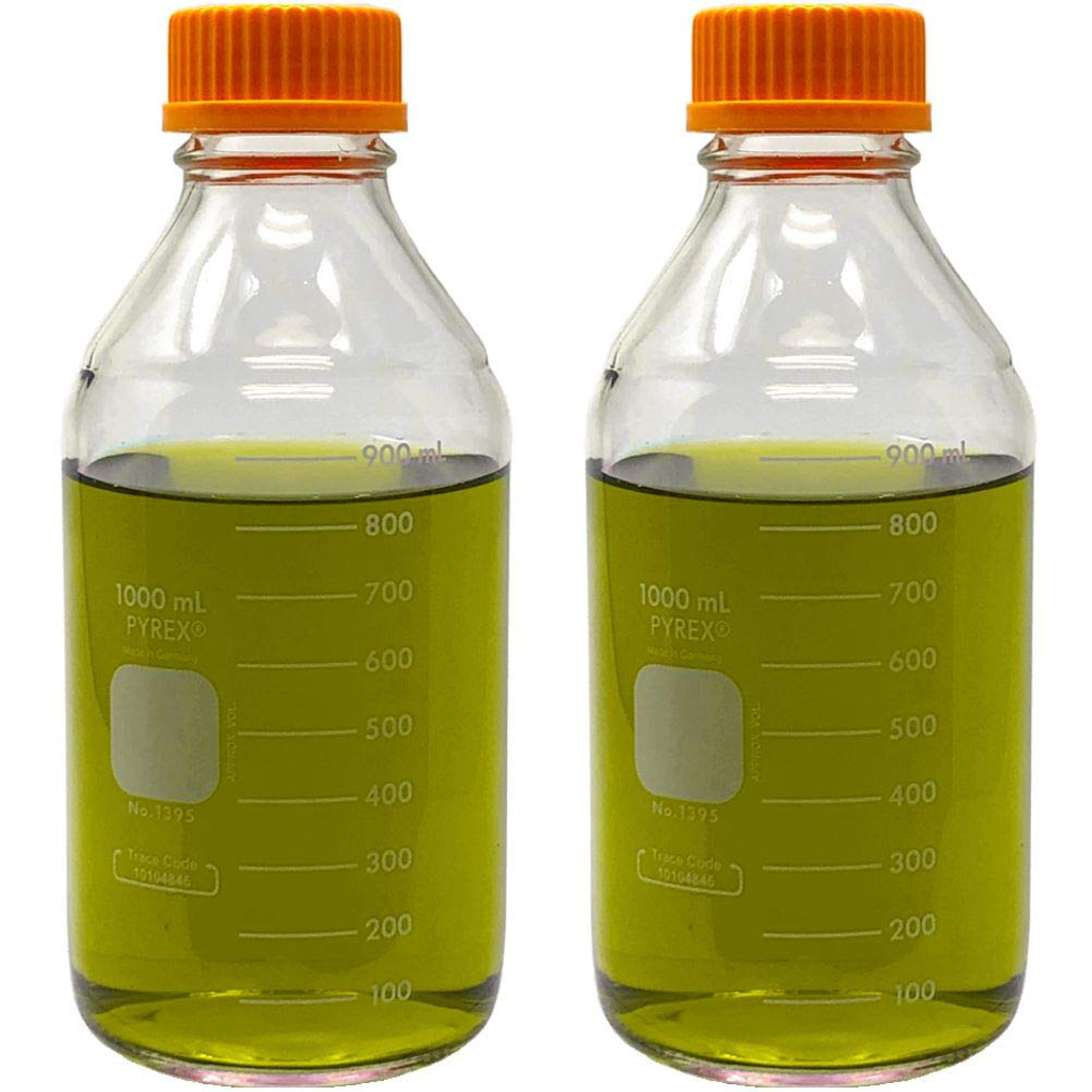 PYREX #1395-1L, 1000ml Media Bottle, Round, GL45 Screw Cap (Pack of 2 ...