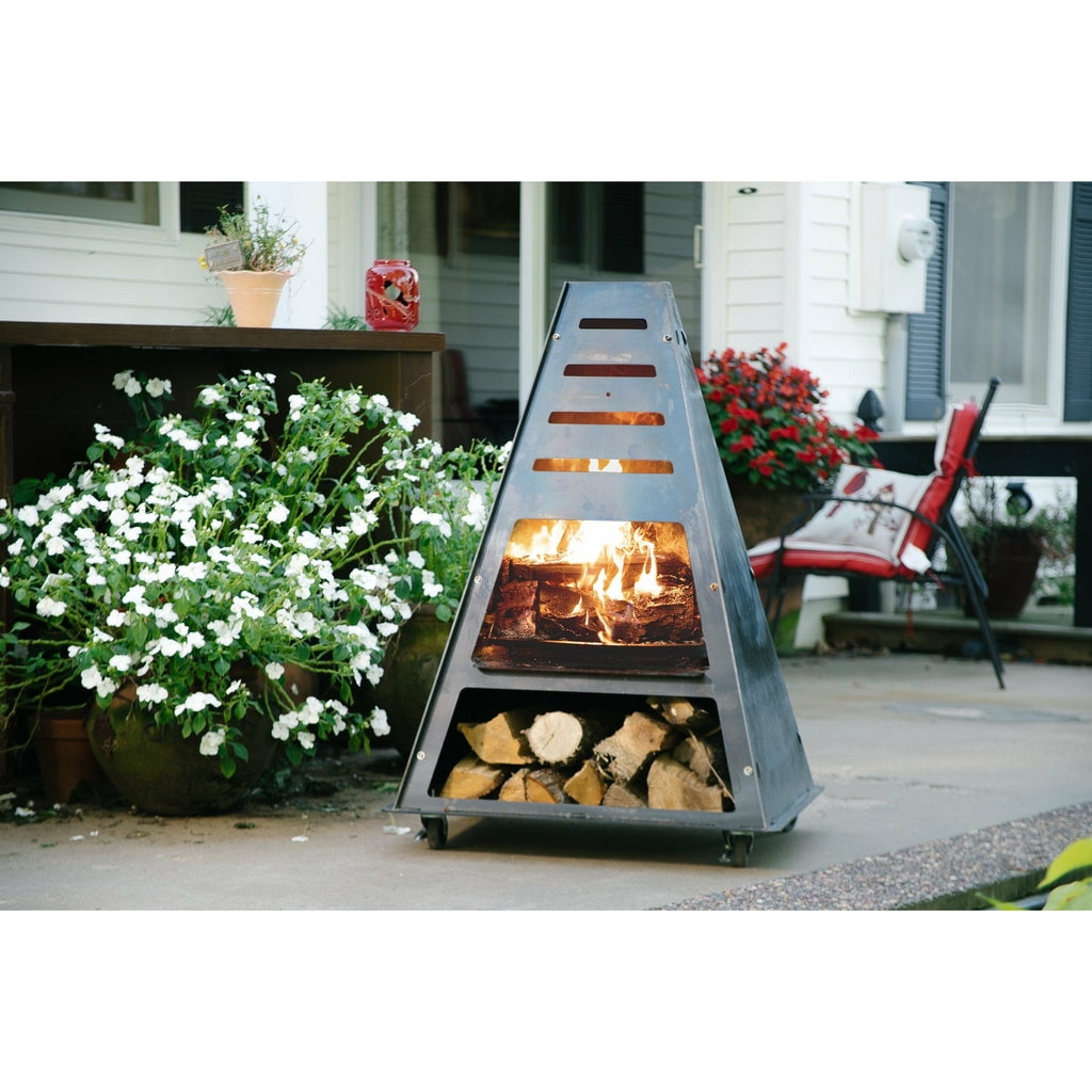 PYRO Tower Metal Chiminea - CASTERS & COVER INCLUDED - Walmart.com