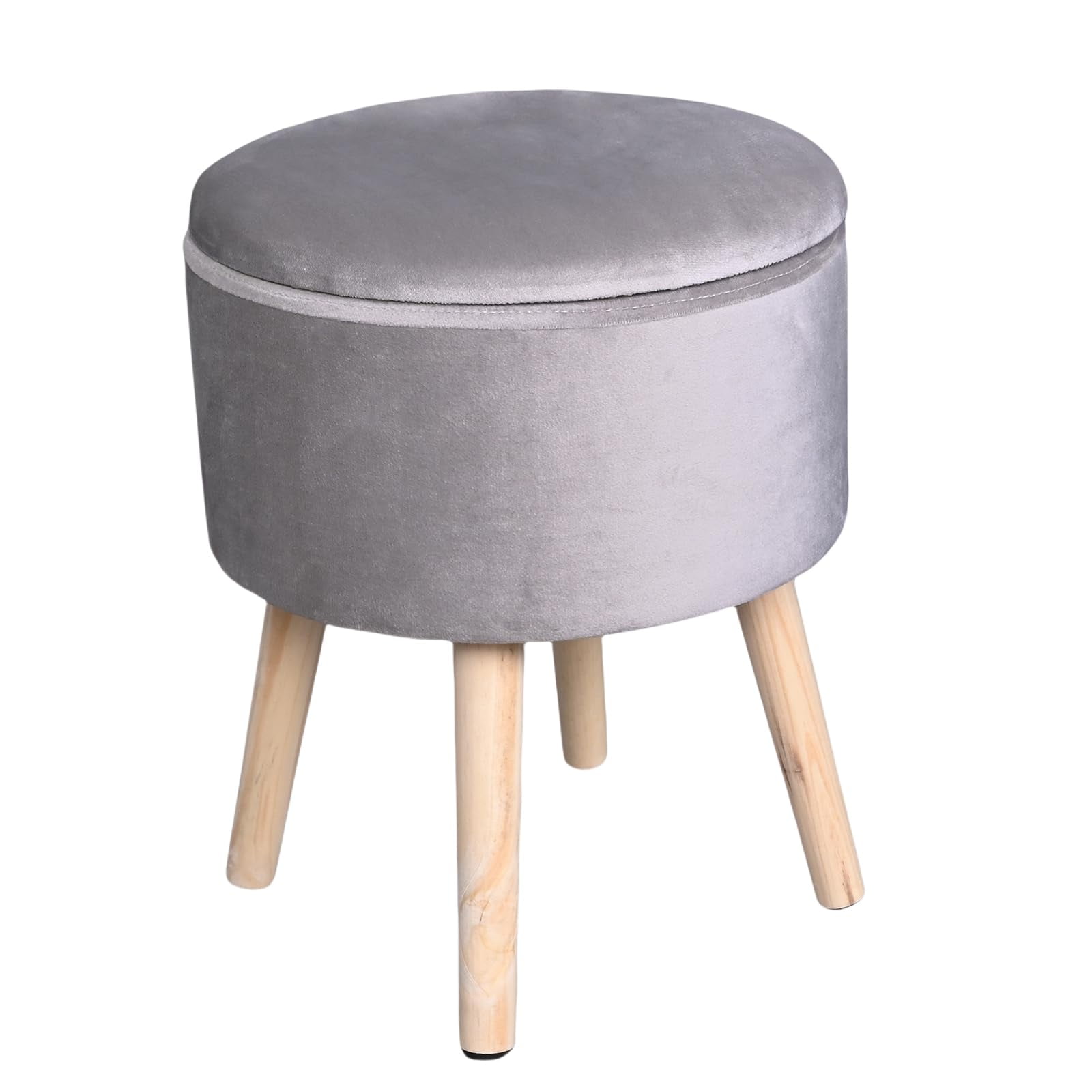 PYSYY Round Gray Velvet Storage Ottoman, Multifunctional Foot Rest with ...