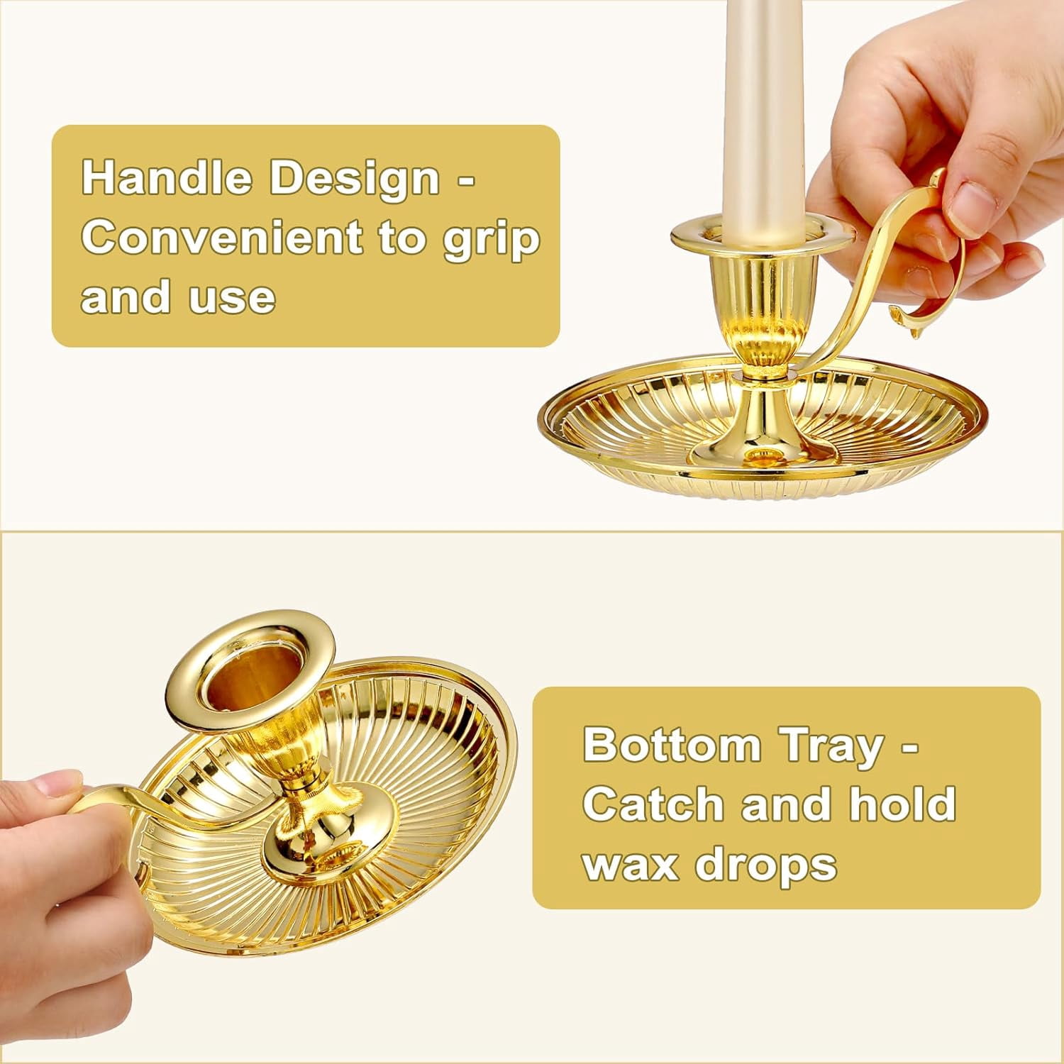 PYYAN-1 Vintage Candlestick Holder Decor, Antique Brass Taper Candle ...