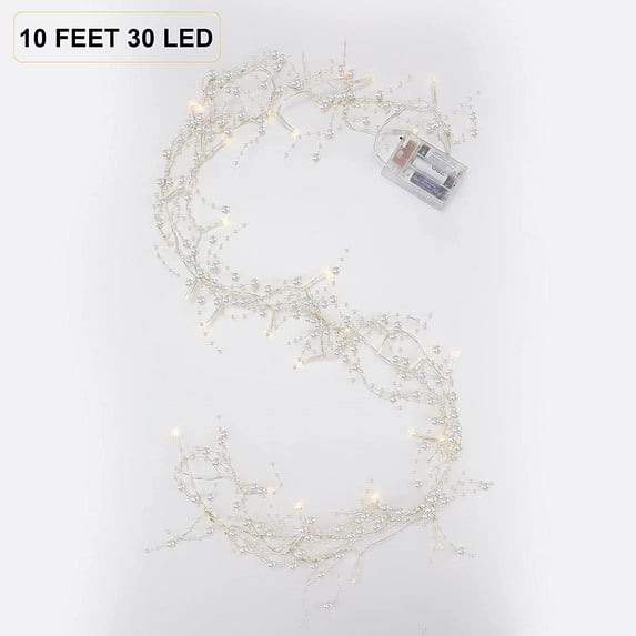 PYYAN-10 Feet 30 LED Christmas Light Metal Berry Beaded Garland Indoor ...