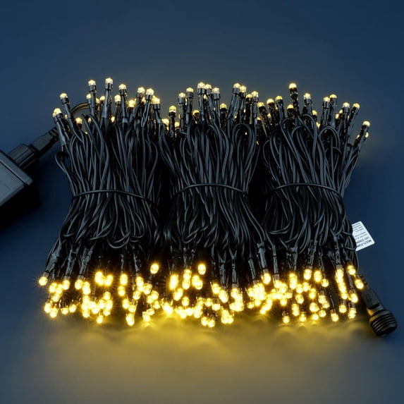 PYYAN-100 ft 300 Count Warm White LED String Lights with 8 Models ...
