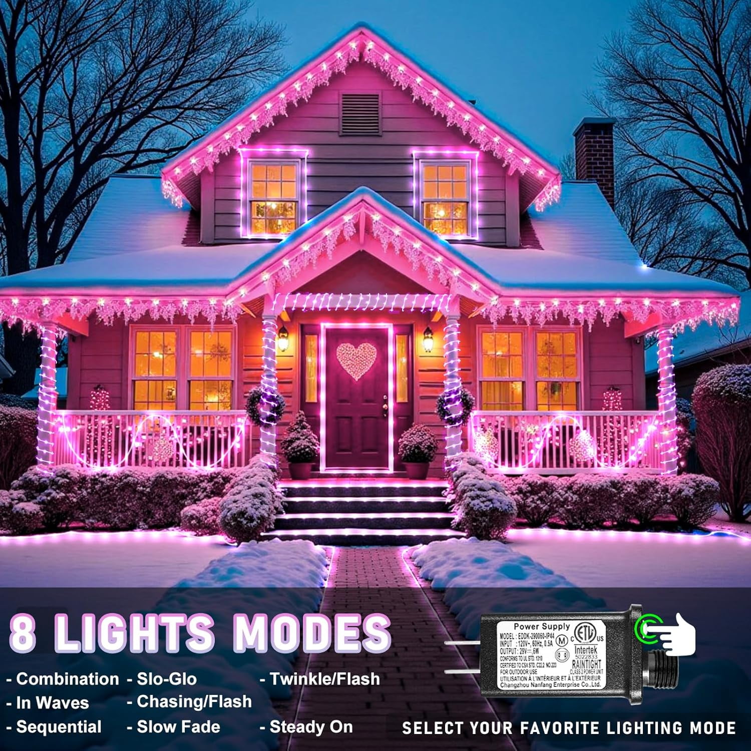 PYYAN-100FT 300 LED Rope Lights for Outside, Connectable Rope Lights ...
