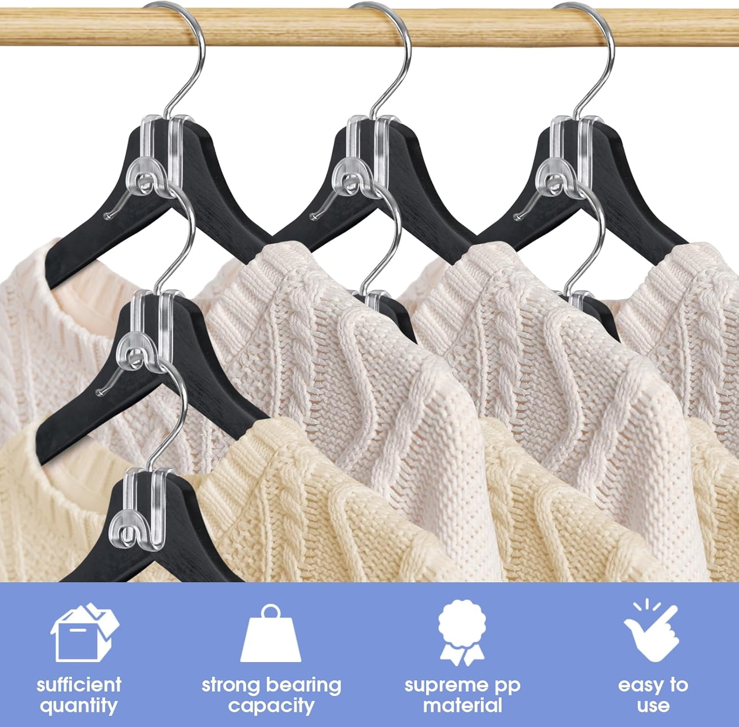 PYYAN-100Pcs Clothes Hanger Connector Hooks, Plastic Space Saving Heavy ...