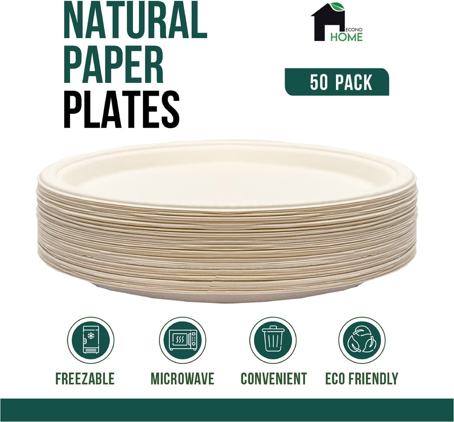 PYYAN-12 Inch Compostable Paper Plates [50-Pack] - Eco-Conscious ...