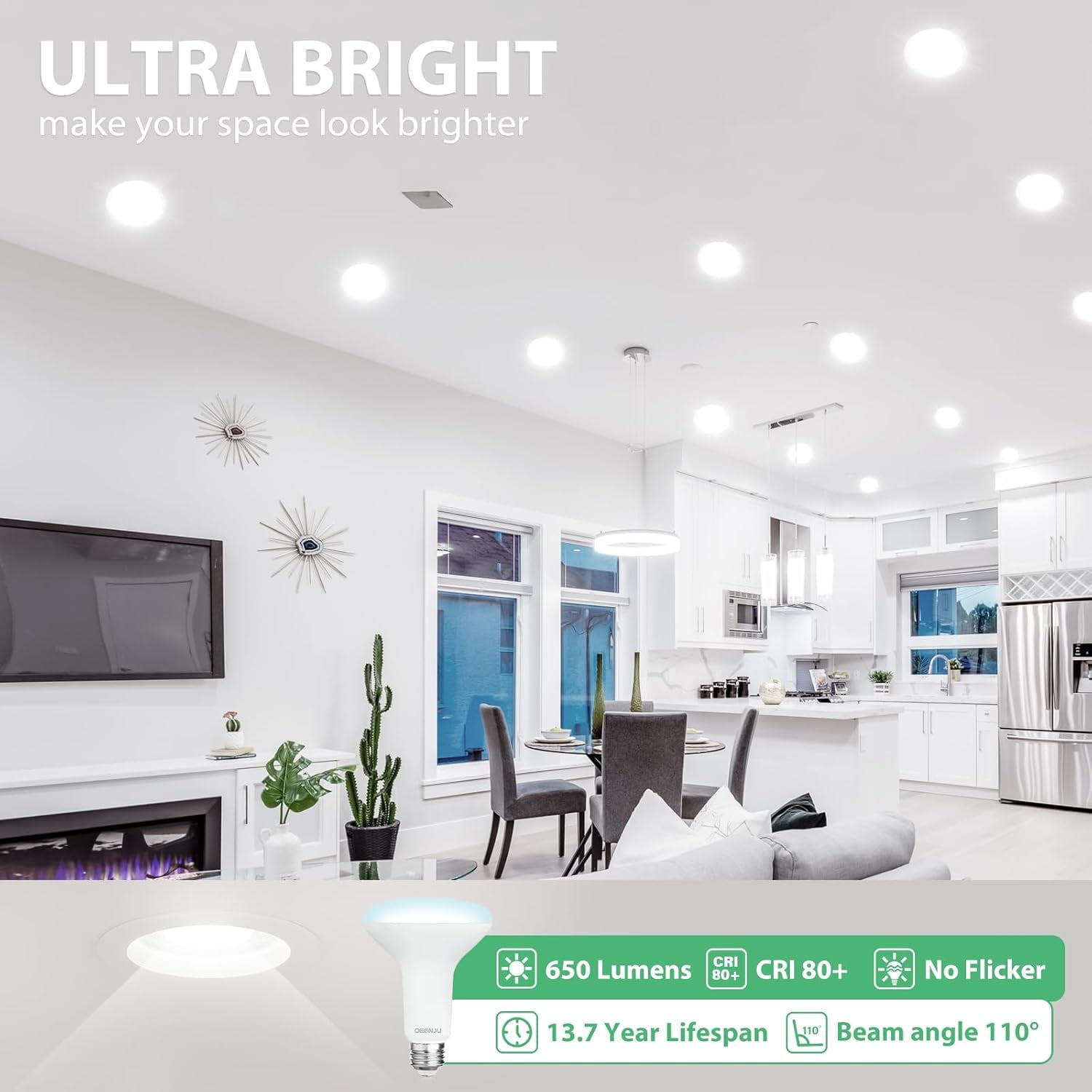 PYYAN-12 Pack BR30 LED Recessed Light Bulb, Dimmable Indoor Flood Light ...