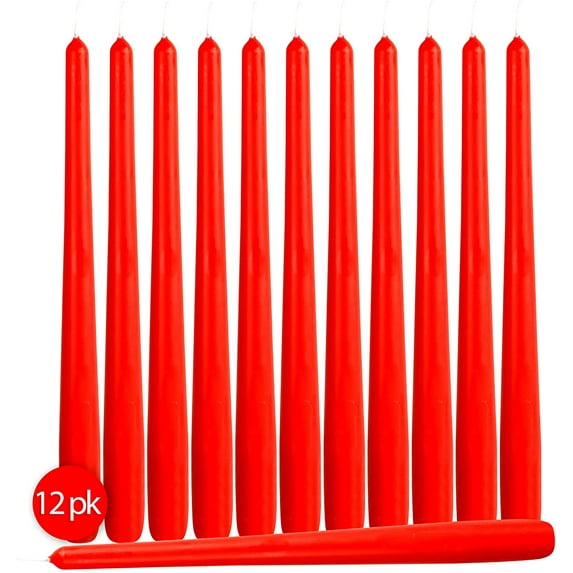 PYYAN-12 Pack Tall Red Taper Candles - 10 Inch Red Dripless, Unscented ...