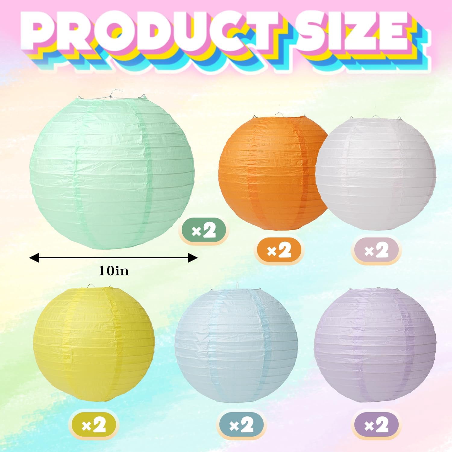 PYYAN-12PCS Paper Lanterns, 10 Inches Circular Macaron-Colored Hanging ...