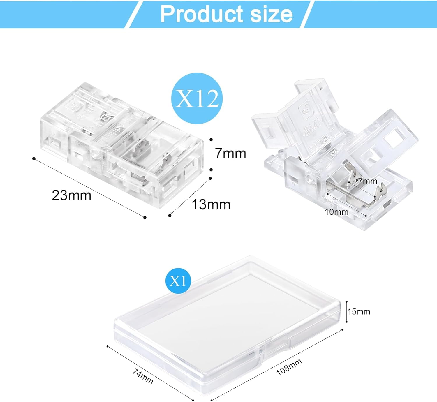 PYYAN-12Pcs 2pin 10mm Led Corner Connectors, Solderless T L Shaped LED ...