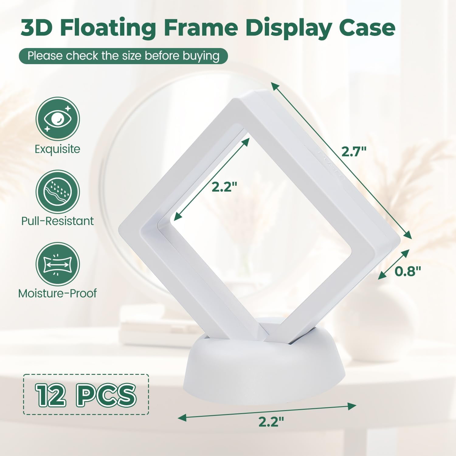 PYYAN-12Pcs 3D Floating Display Case, Transparent Film 3D Floating Coin ...