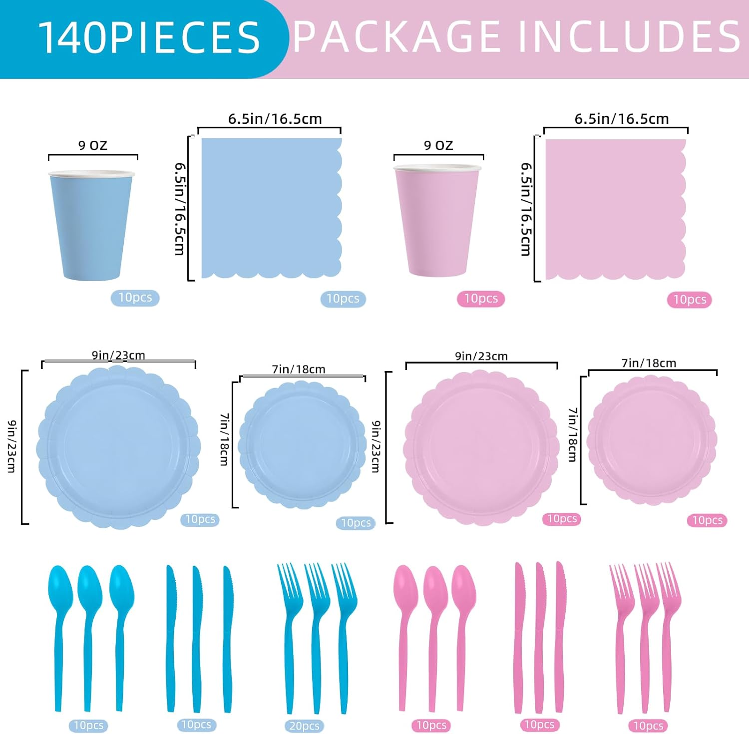 PYYAN-140 Pcs Baby Gender Reveal Plates and Napkins, 20 Guest Boy or ...