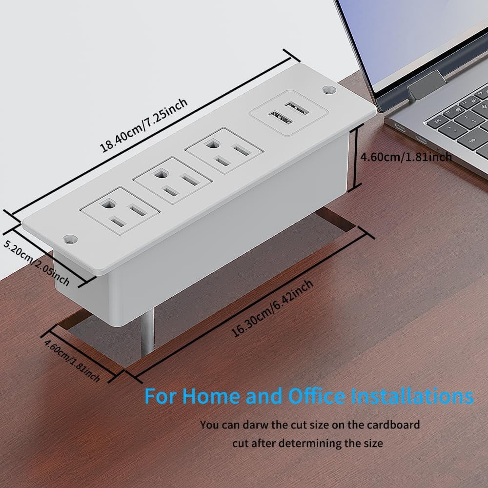 PYYAN-1500W Recessed Power Strip Flush Mount Power Adapter Charging ...