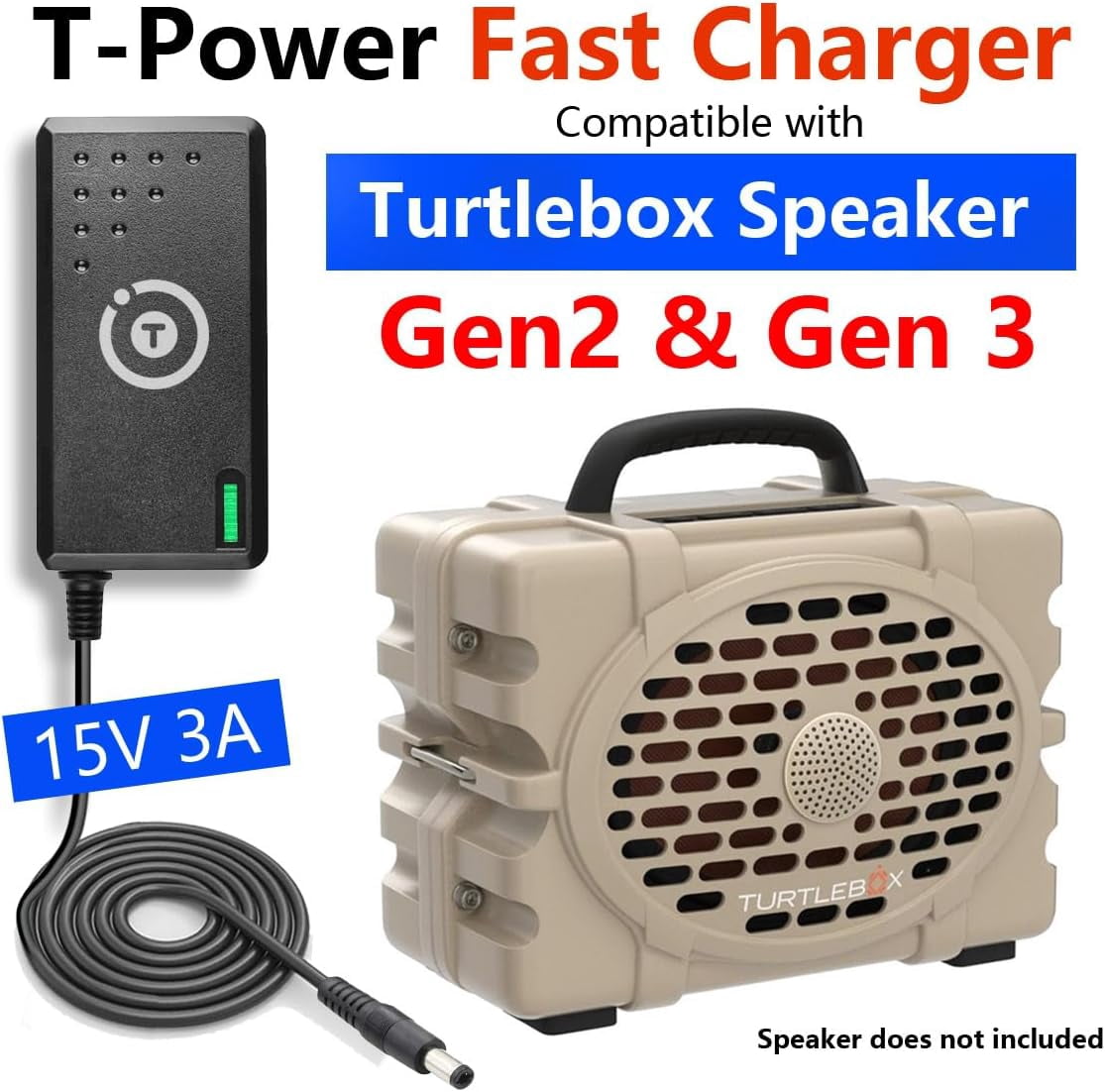 PYYAN-15V UL Charger for Turtlebox Gen 2 & Gen 3 Bluetooth Speakers ...