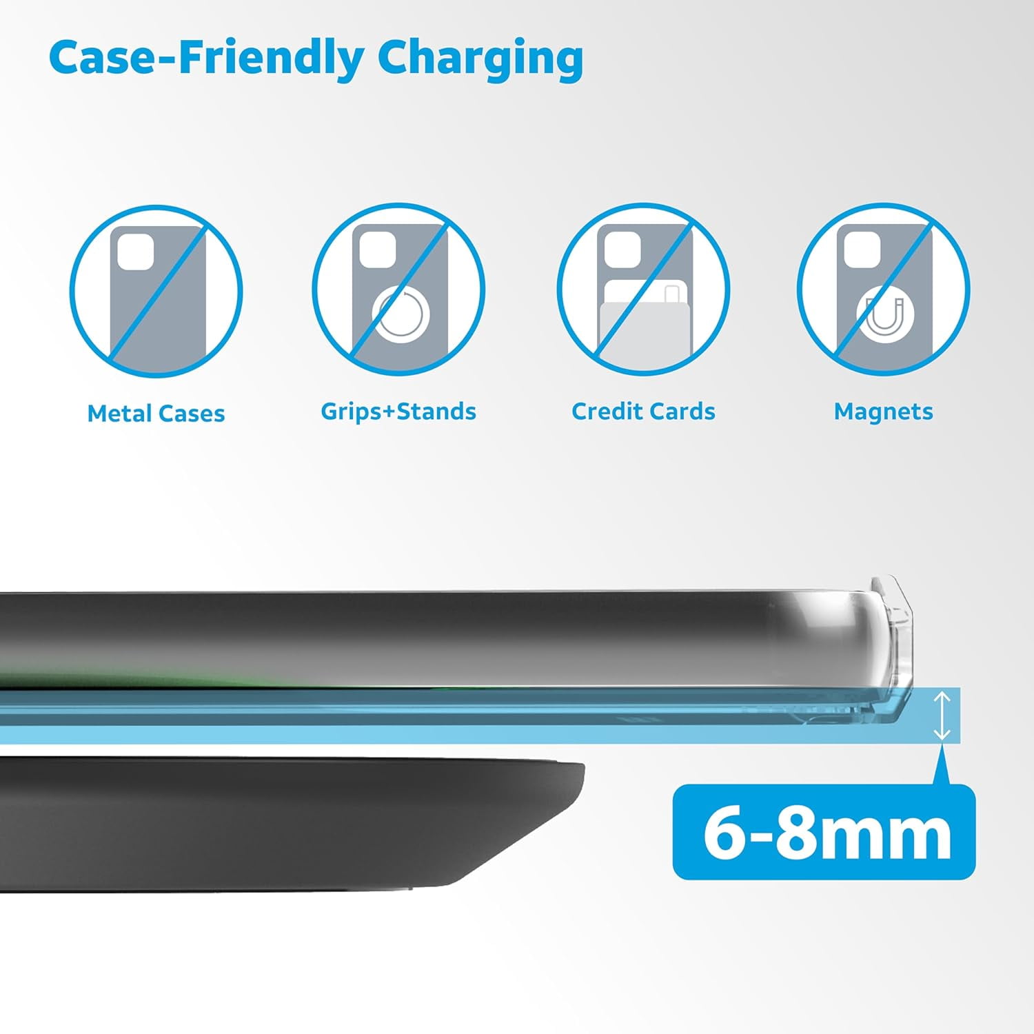 PYYAN-15W Qi Wireless Charging Pad – Case-Friendly USB-C Fast Charging ...