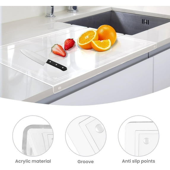 PYYAN-17"x13" Acrylic Cutting Board with Juice Groove, 5MM Thicker ...