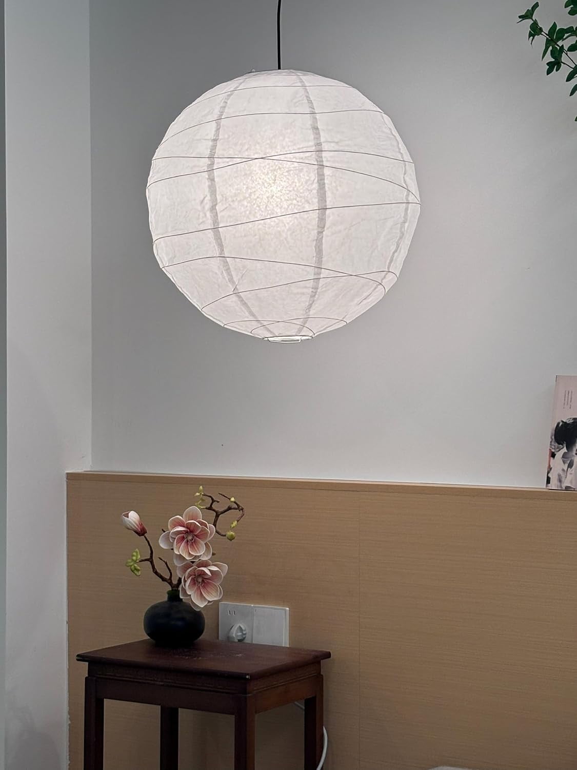 PYYAN-(19.69'') Spheroidal Large Round Paper Lantern LampWhite ...