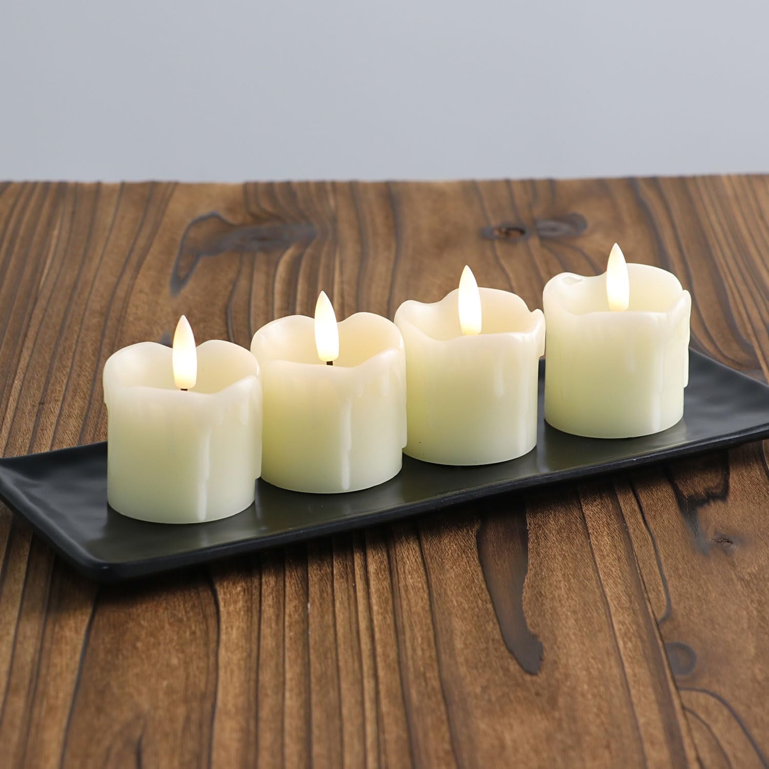 PYYAN-2" Ivory Flameless Votive Candles Real Wax Dripping Design, LED ...