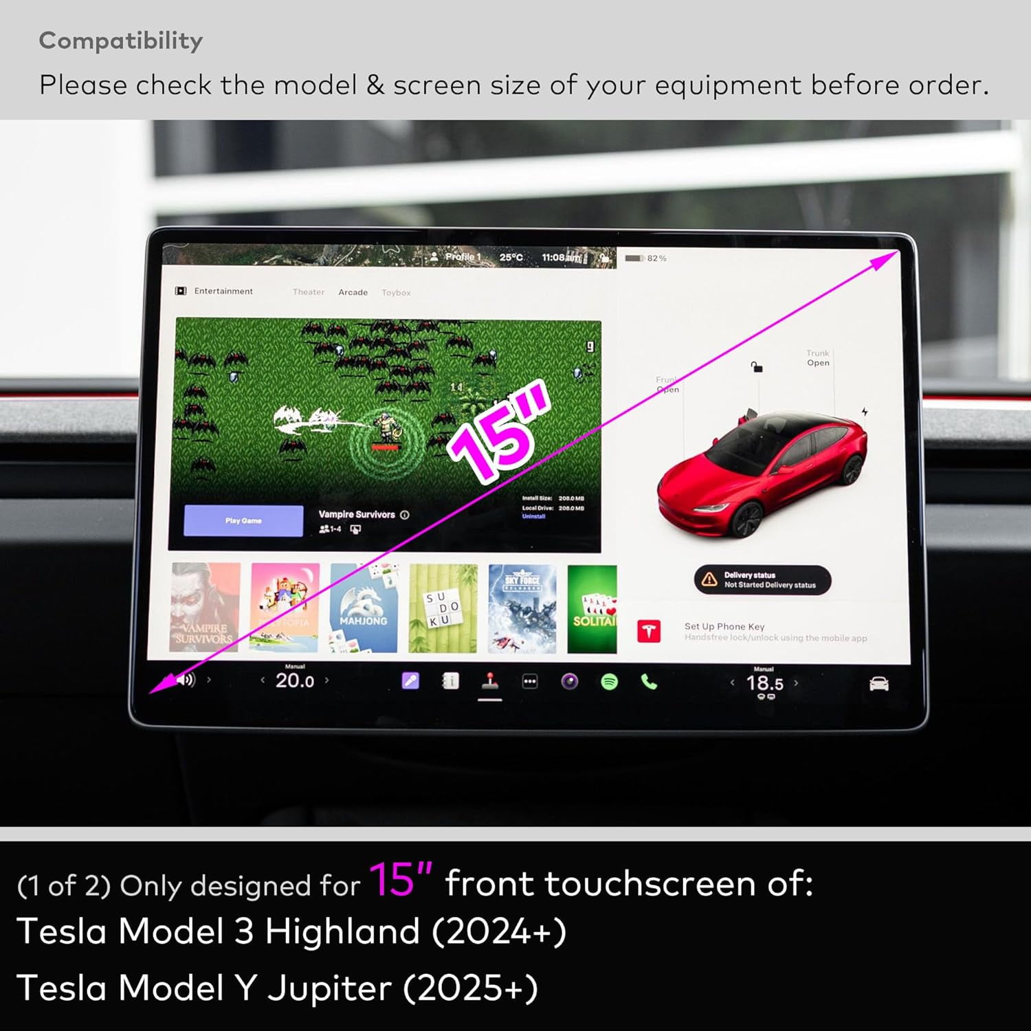 PYYAN-[2-PACK] Anti Glare Tempered Glass Screen Protector for Tesla ...