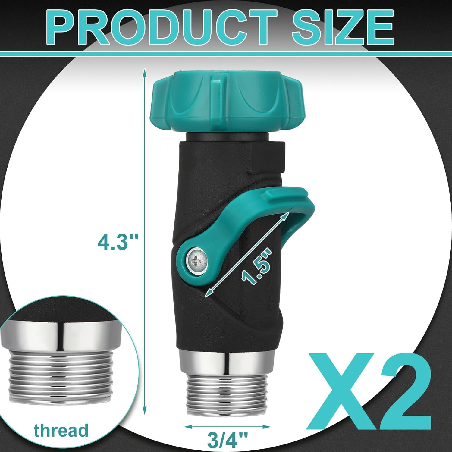 PYYAN-2 Pcs 1 Way Shut off Valve Fits Standard Garden Hoses Metal ...