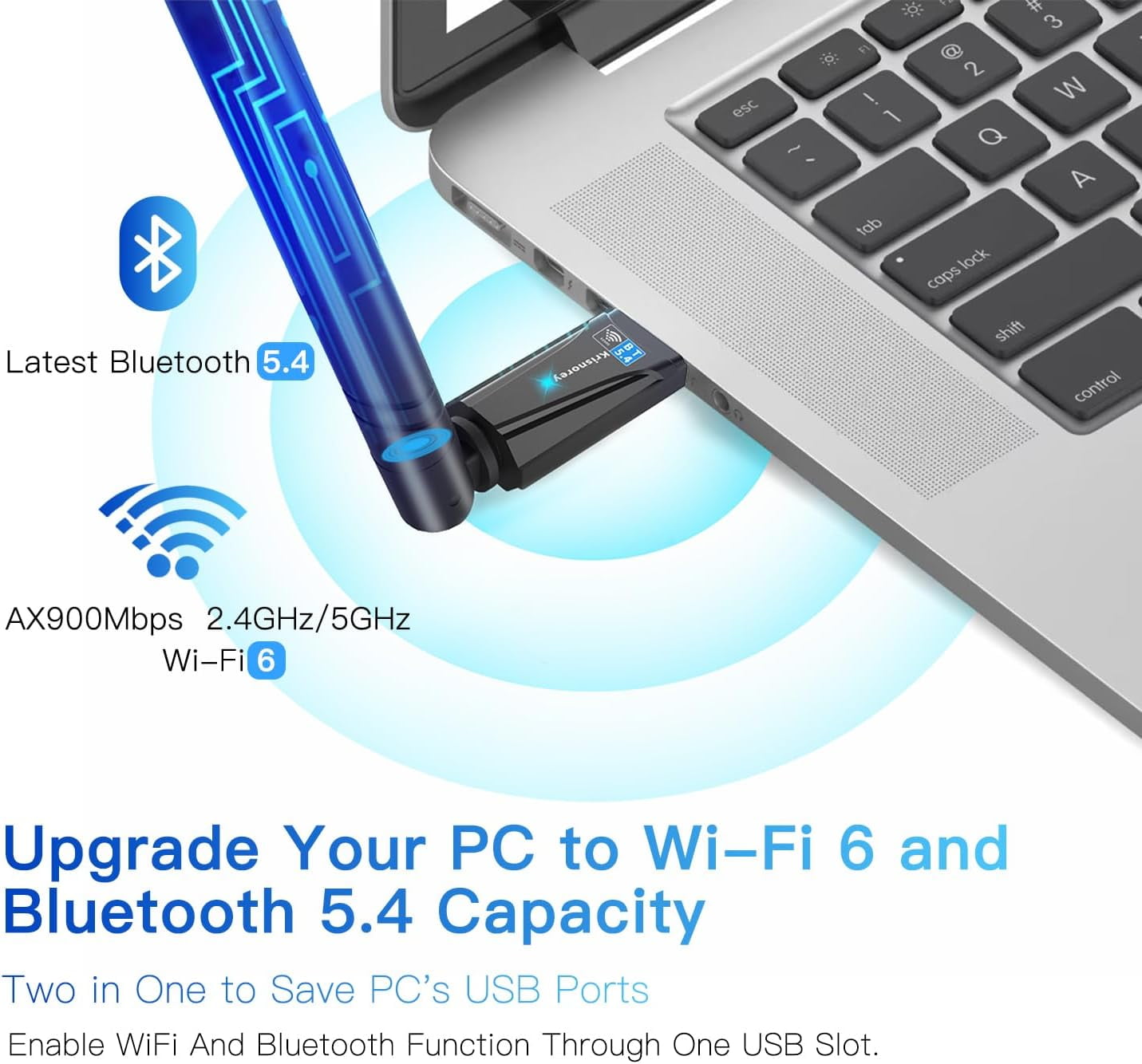 PYYAN-2-in-1 Wi-Fi 6 Bluetooth 5.4 USB Adapter for PC Laptop, 5dBi High ...