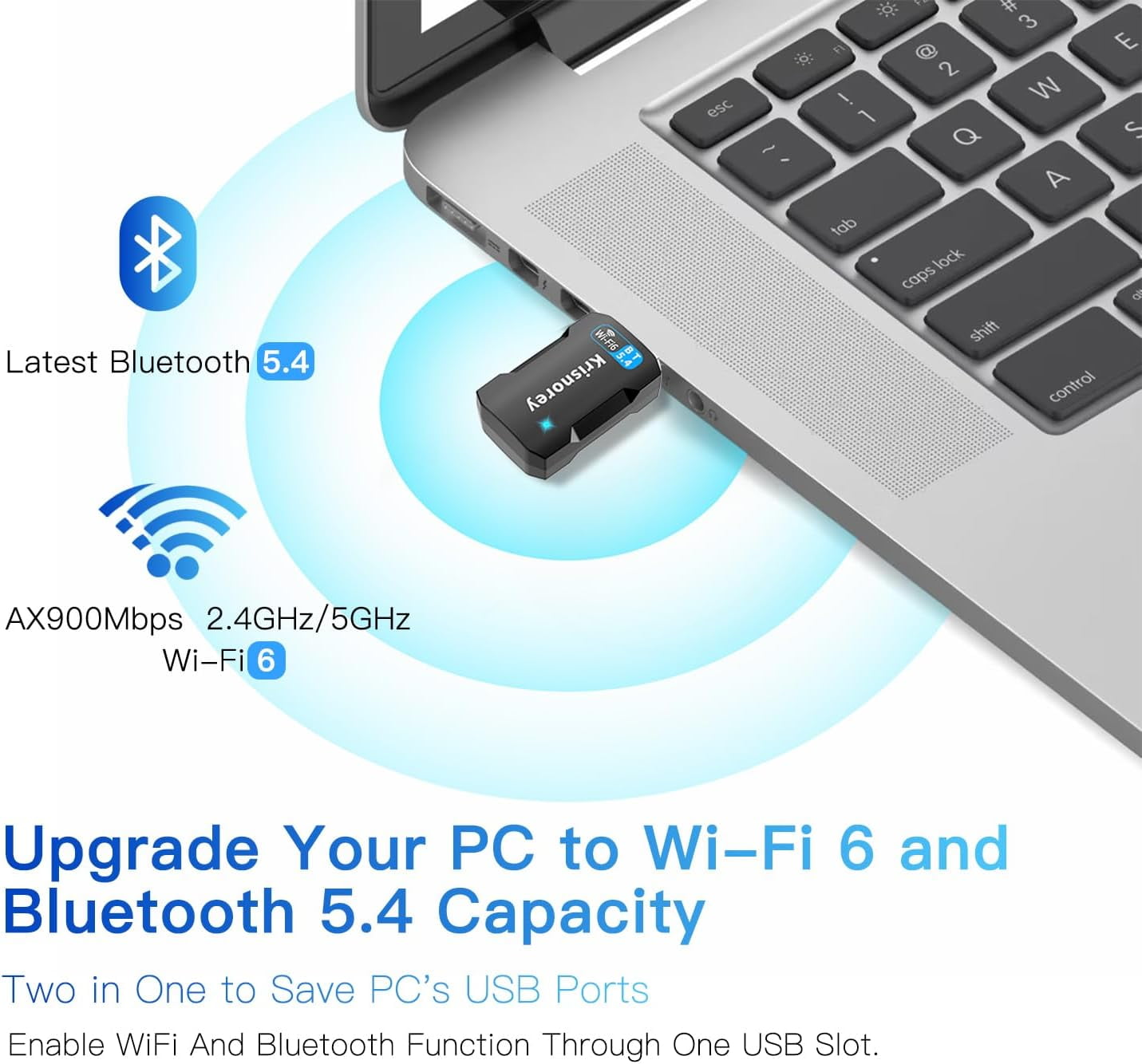 PYYAN-2-in-1 Wi-Fi 6 Bluetooth 5.4 USB Adapter for PC Laptop, AX900Mbps ...