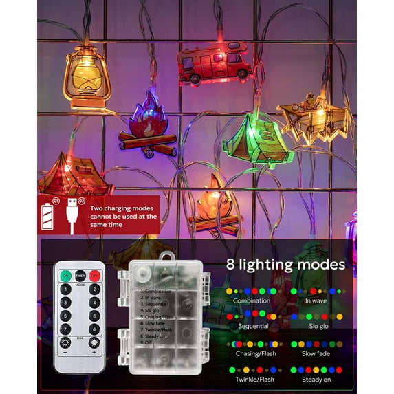 PYYAN-20 LED Camping String Lights - Battery and USB Operated, Mini ...