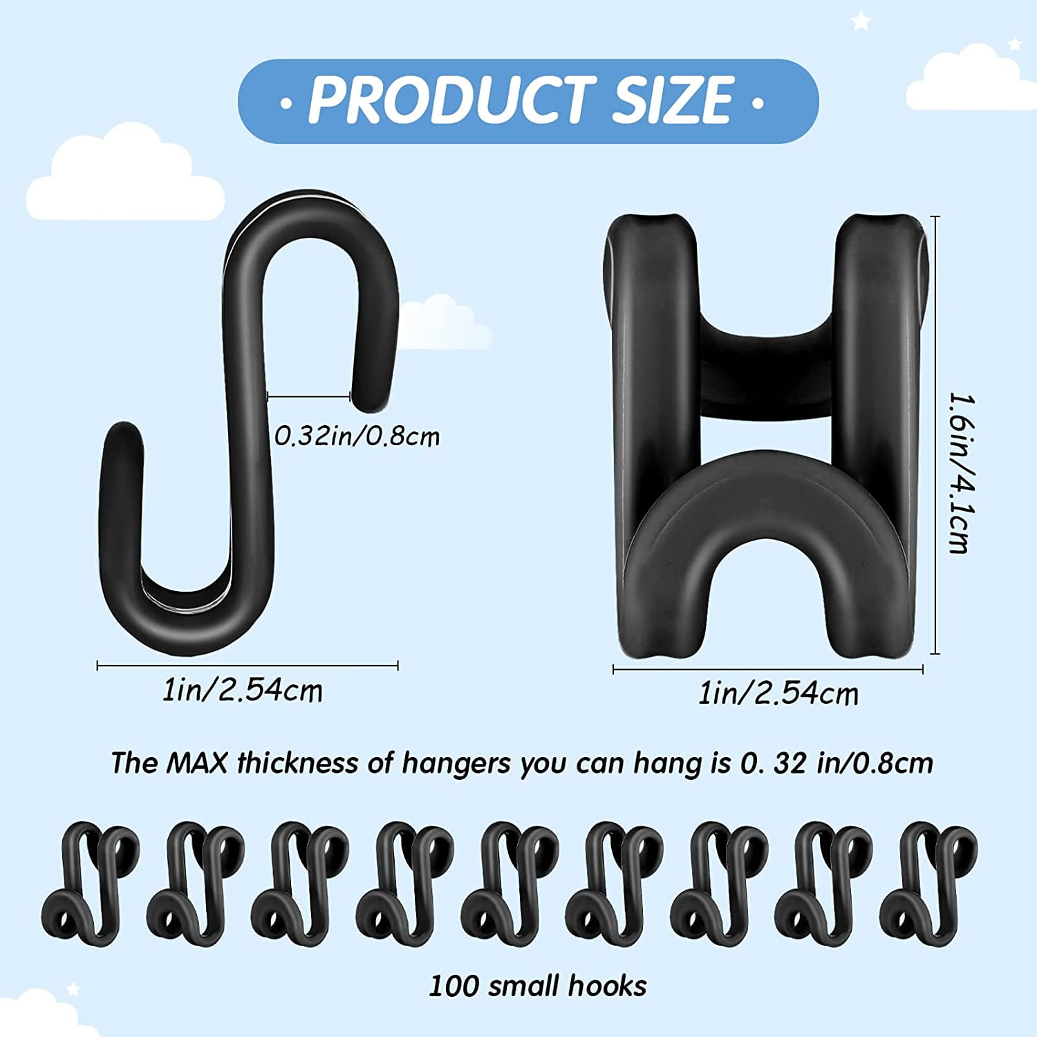 PYYAN-200 Pcs Space Saving Hanger Hooks, Clothes Hanger Connector Hooks ...
