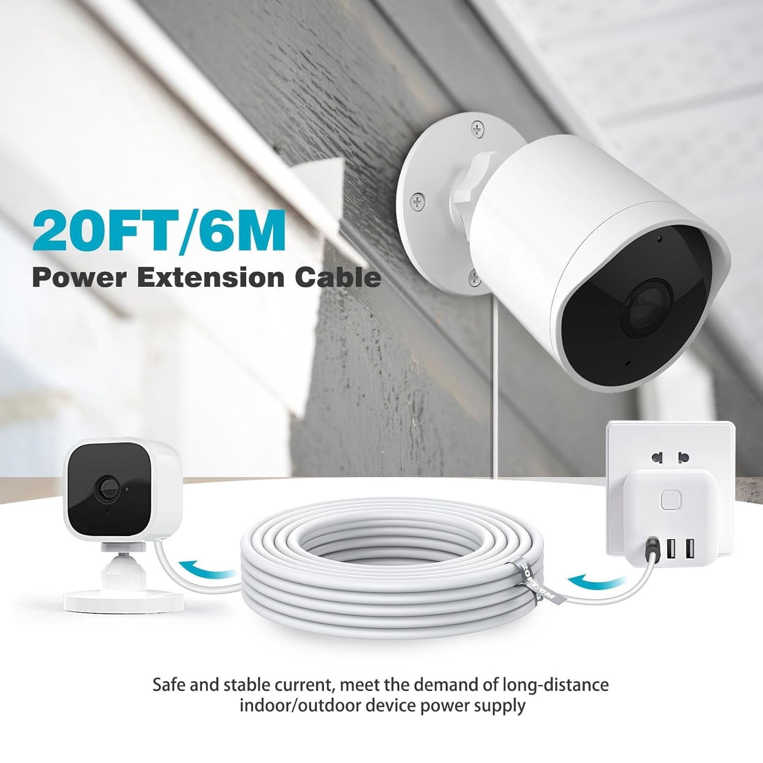 PYYAN-20FT/6M USB to USB C Power Cable for CCTV Camera, 27W Max Type C ...