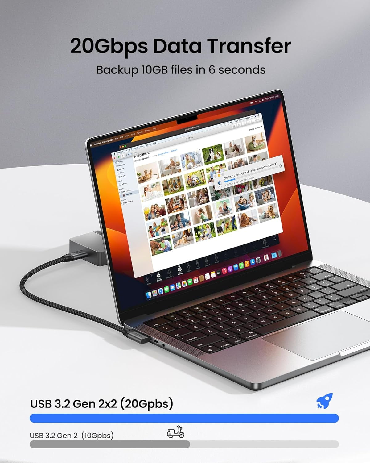 PYYAN-20Gbps USB C Data Cable Right Angle, Short 1FT 90 Degree USB C 3. ...