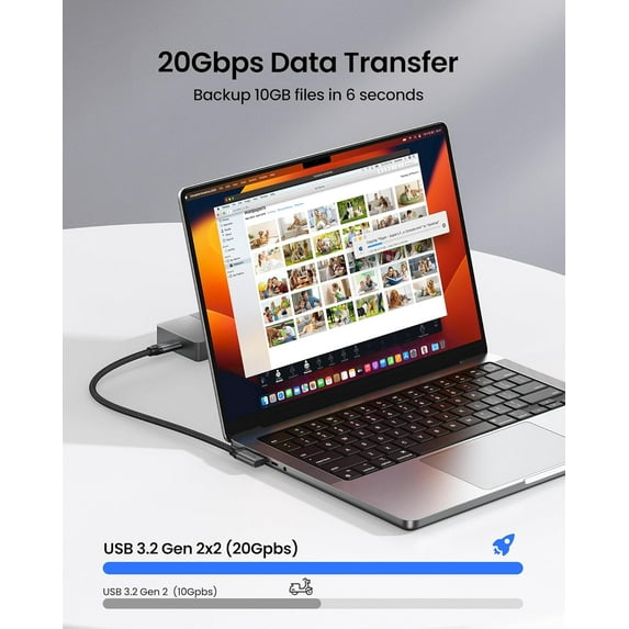 PYYAN-20Gbps USB C Data Cable Right Angle, Short 1FT 90 Degree USB C 3. ...