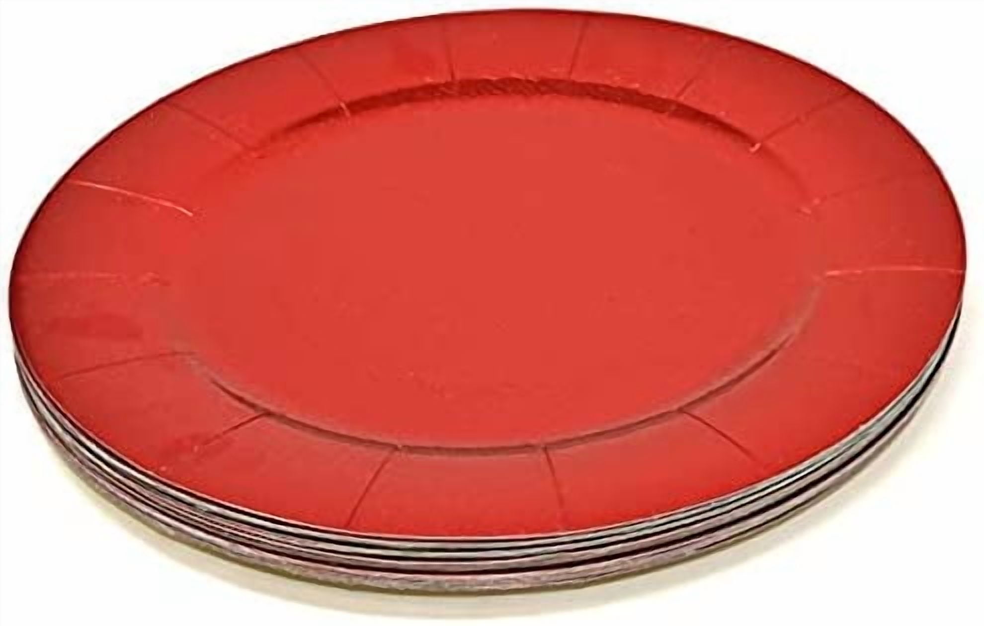 PYYAN-24 Disposable Red Round Charger Plates 13" Christmas Dinner ...