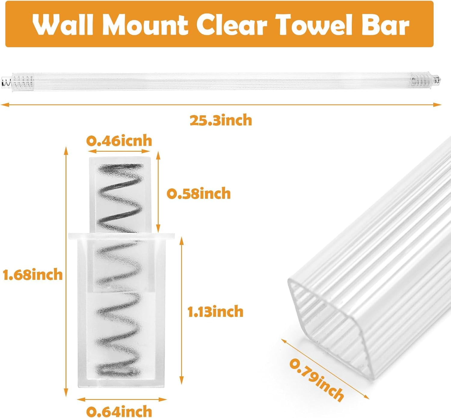 PYYAN-24 Inch Clear Replacement Bathroom Towel Bar with Adjustable ...