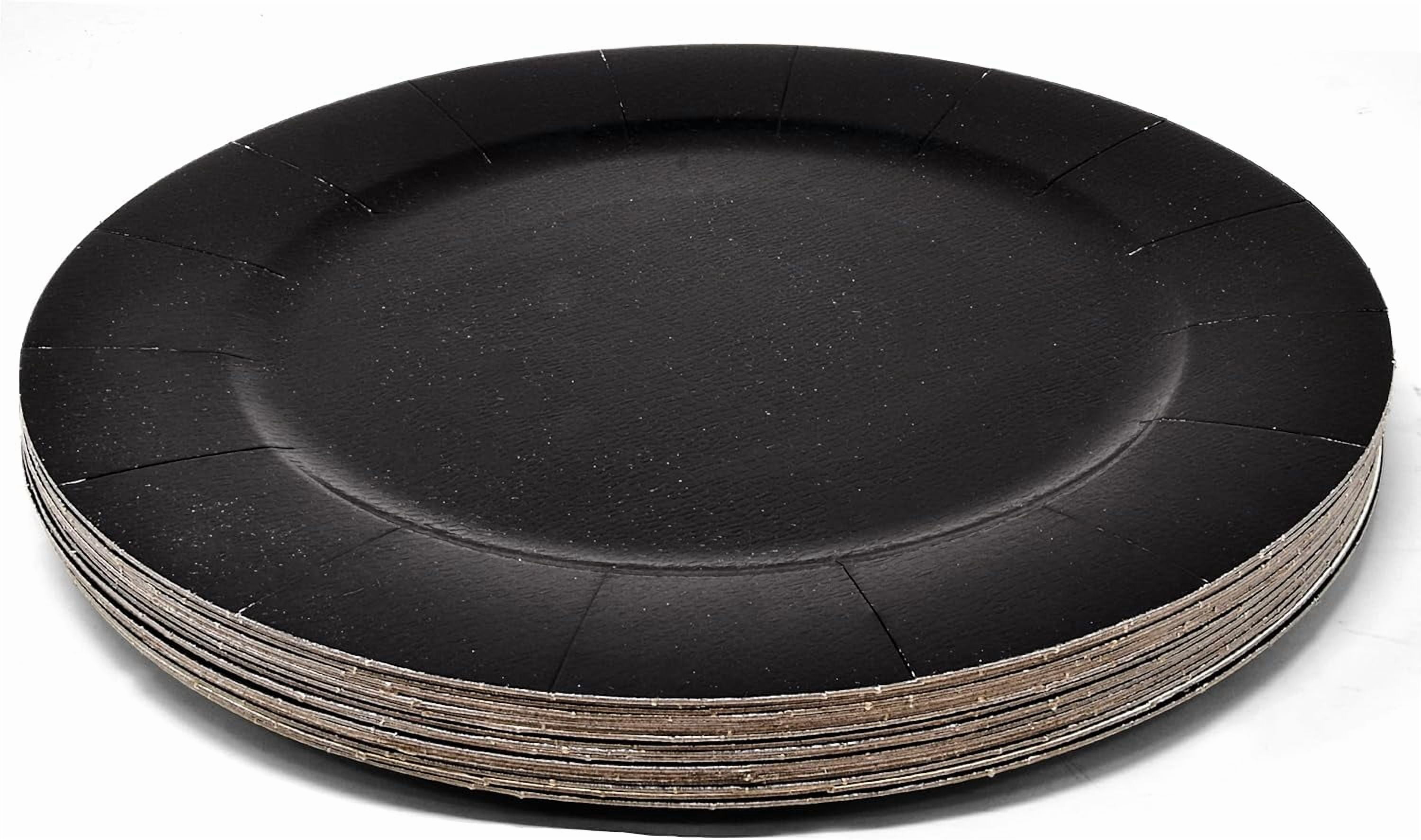 PYYAN-24 Pcs Black Round Disposable Charger Plates 13" Heavy Duty ...
