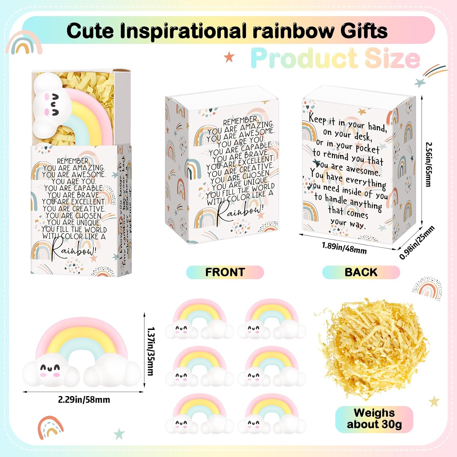 PYYAN-24 Sets Appreciation Rainbow Gifts Cute Stress Balls with Support ...
