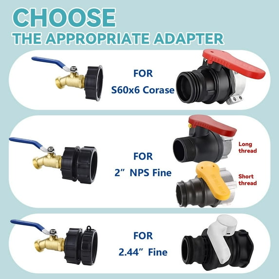 PYYAN-275-330 Gallon IBC Tote Tank Adapter,3-Size IBC Tote Hose Adapter ...