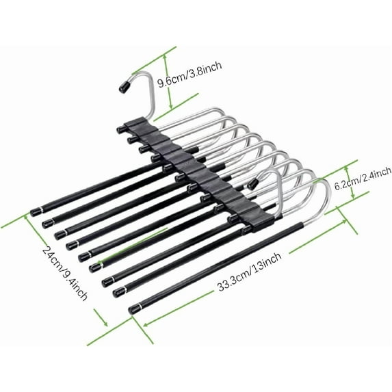 PYYAN-2Pack 9 Layers Foldable Pants Hangers Space Saving Trouser Hanger ...