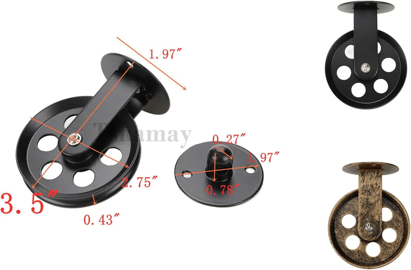 PYYAN-2Sets Antique Wall Ceiling Mount Rustic Pulleys for Hanging Lamp ...