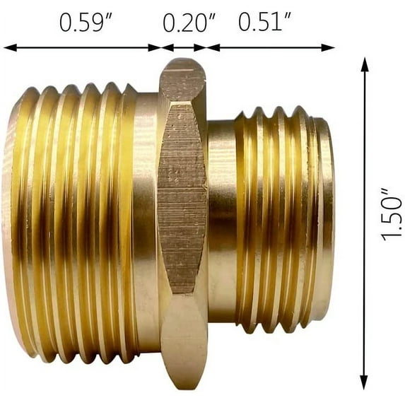 PYYAN-3/4” GHT Male x 1” NPT Male Connector, Brass Garden Hose Fitting ...