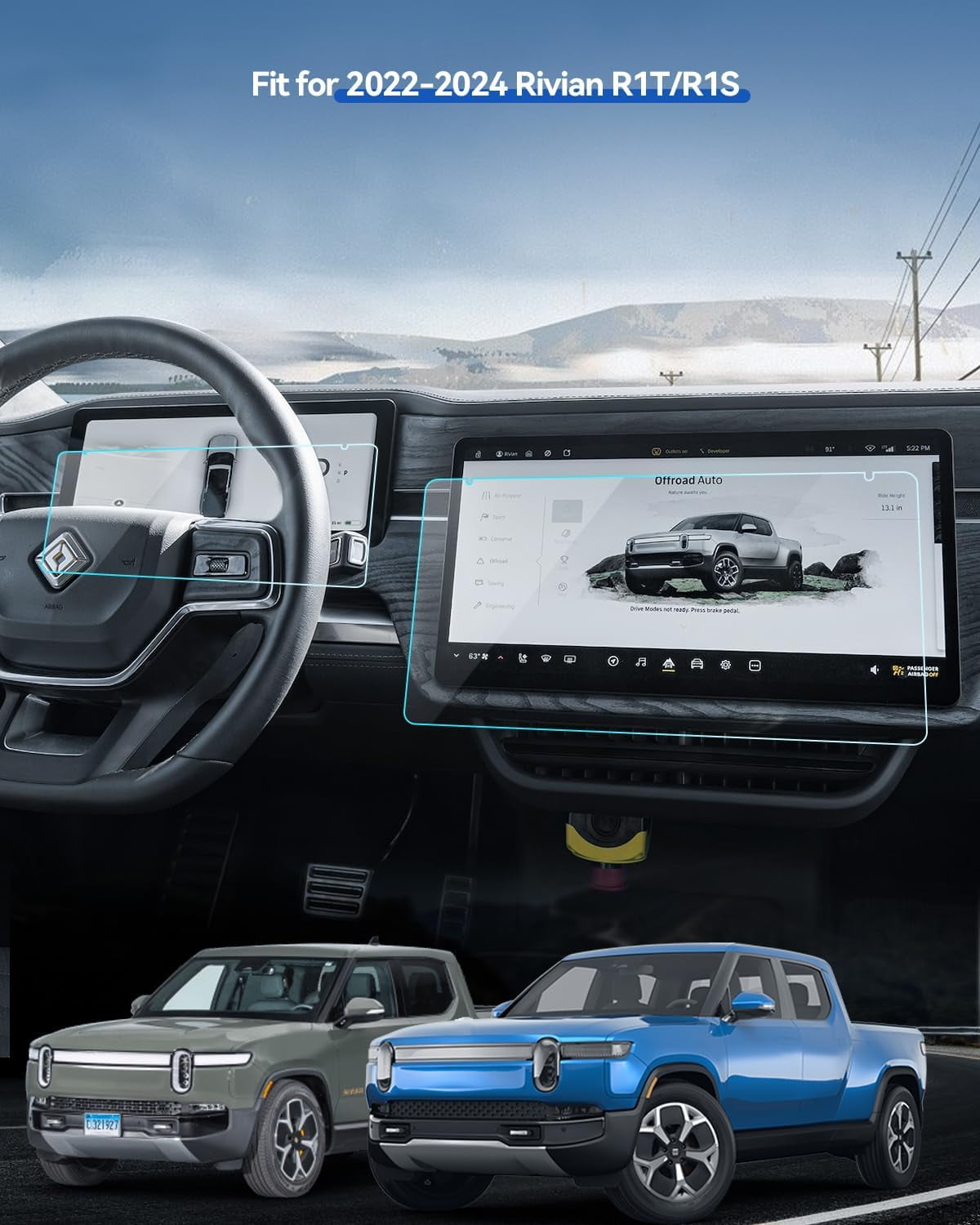 PYYAN-3 Pack Matte Screen Protector for 2022-2024 2025 Rivian R1T/R1S ...