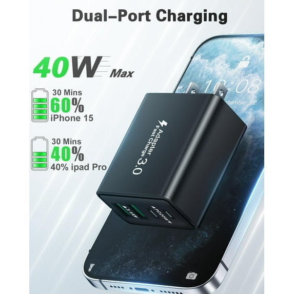 PYYAN-3-Pack USB C Wall Charger Block, 40W Fast USB C Charging Block, 4 ...