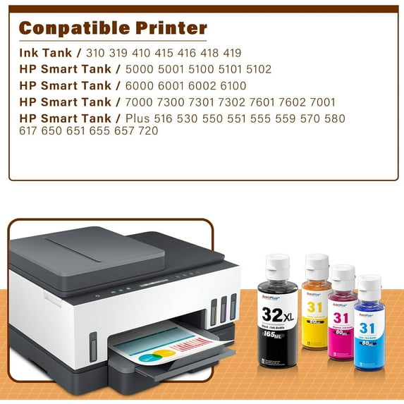 PYYAN-32XL Black Ink Bottle 31 Ink Bottle Set Compatible Replacement ...