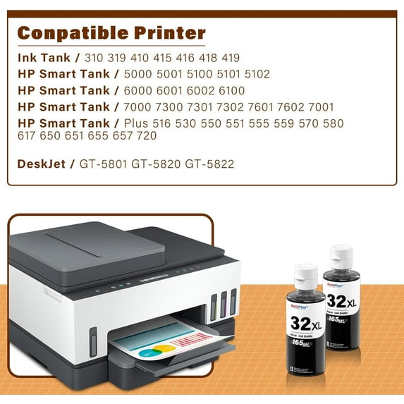 PYYAN-32XL Black Ink Bottles Compatible Replacement for HP Smart Tank ...