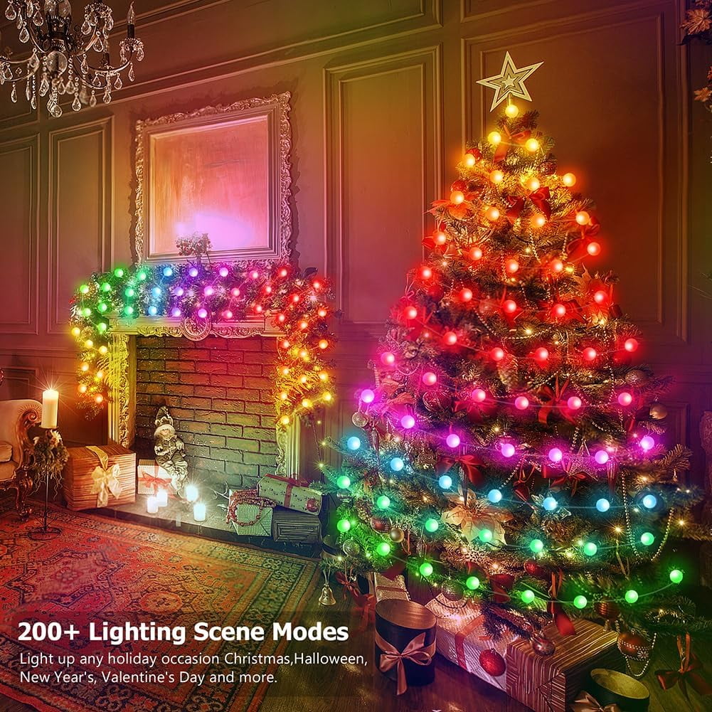 PYYAN-33ft Globe String Lights, 66 LED RGB Color Changing String Fairy ...