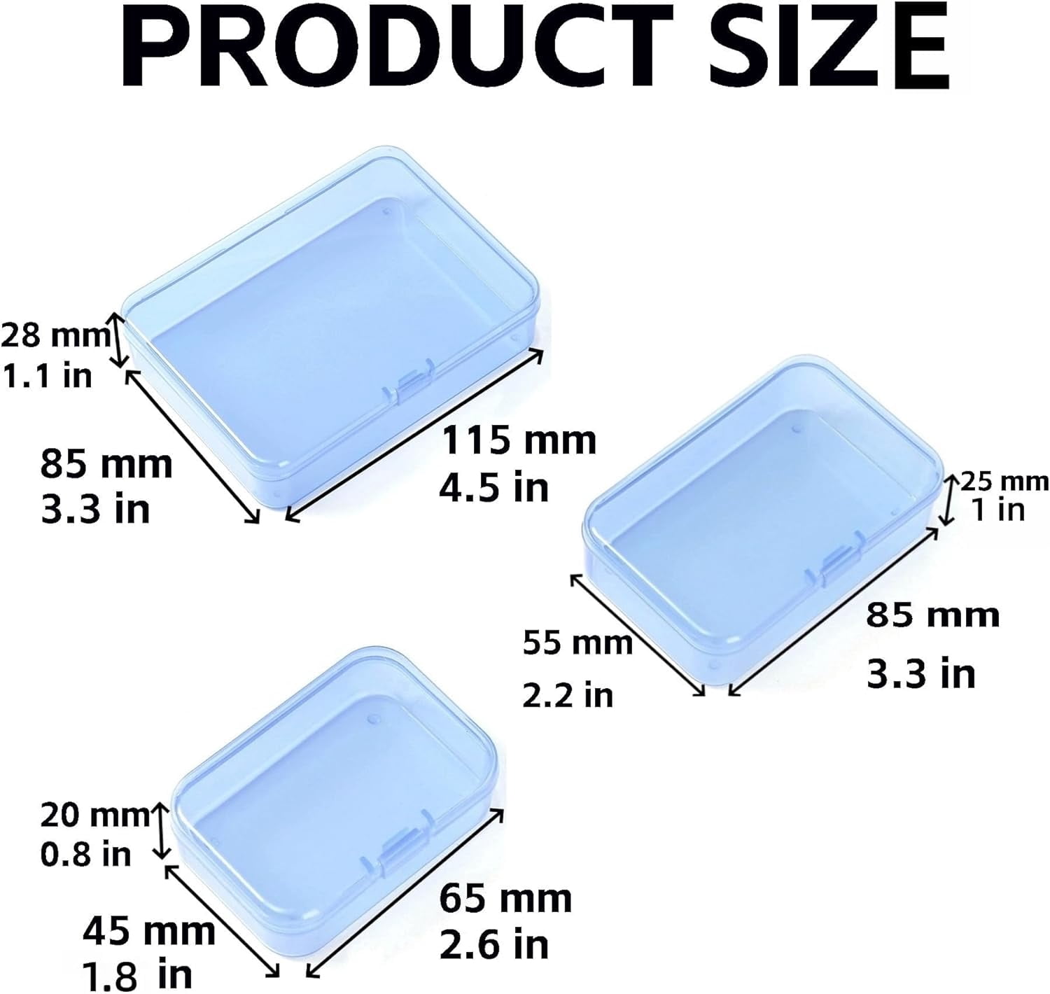 PYYAN-36 Pack Blue Plastic Storage Box Set with Lids - 3 Assorted Sizes ...