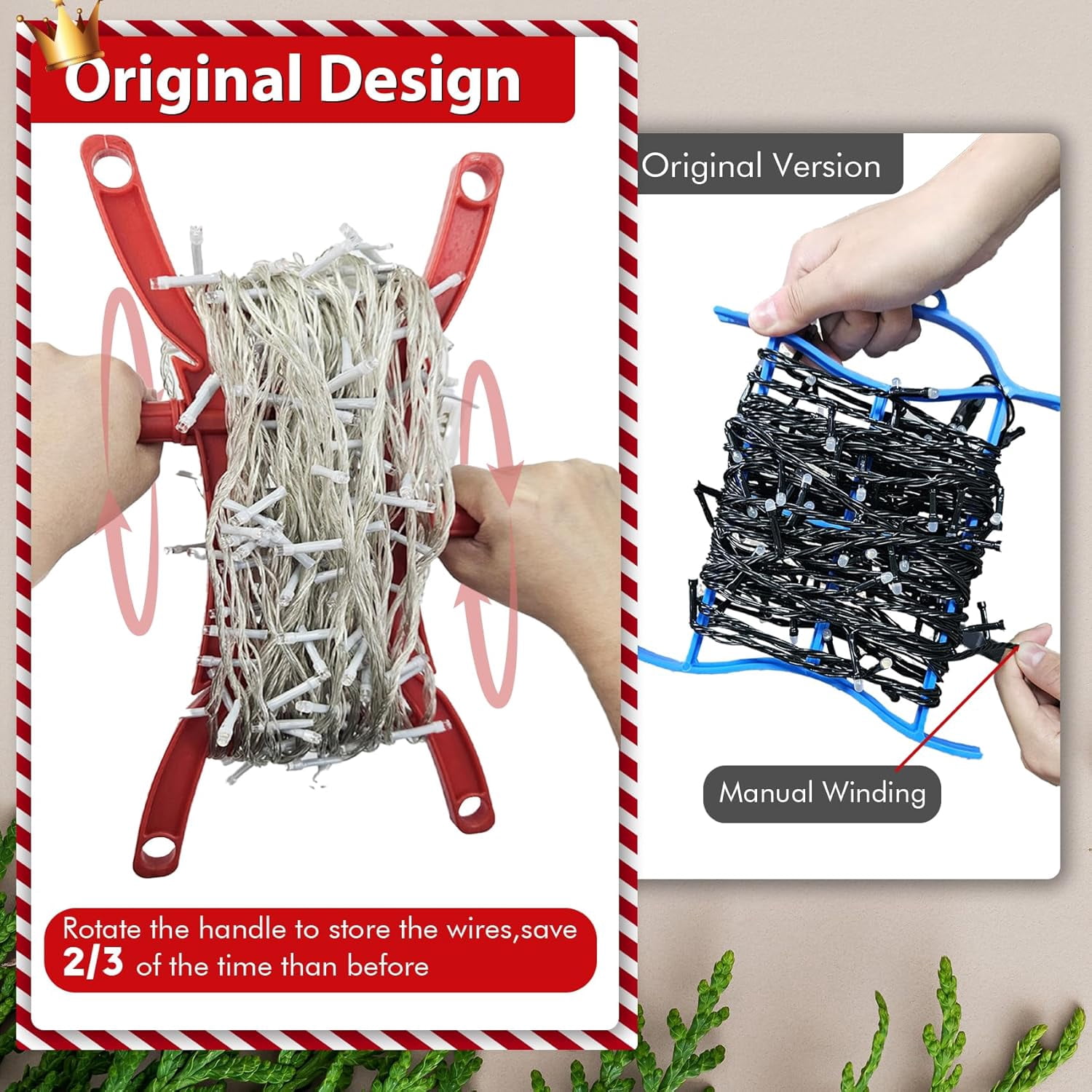 PYYAN-3PCS Rotating Handle Christmas Lights Storage Holder, Efficient ...