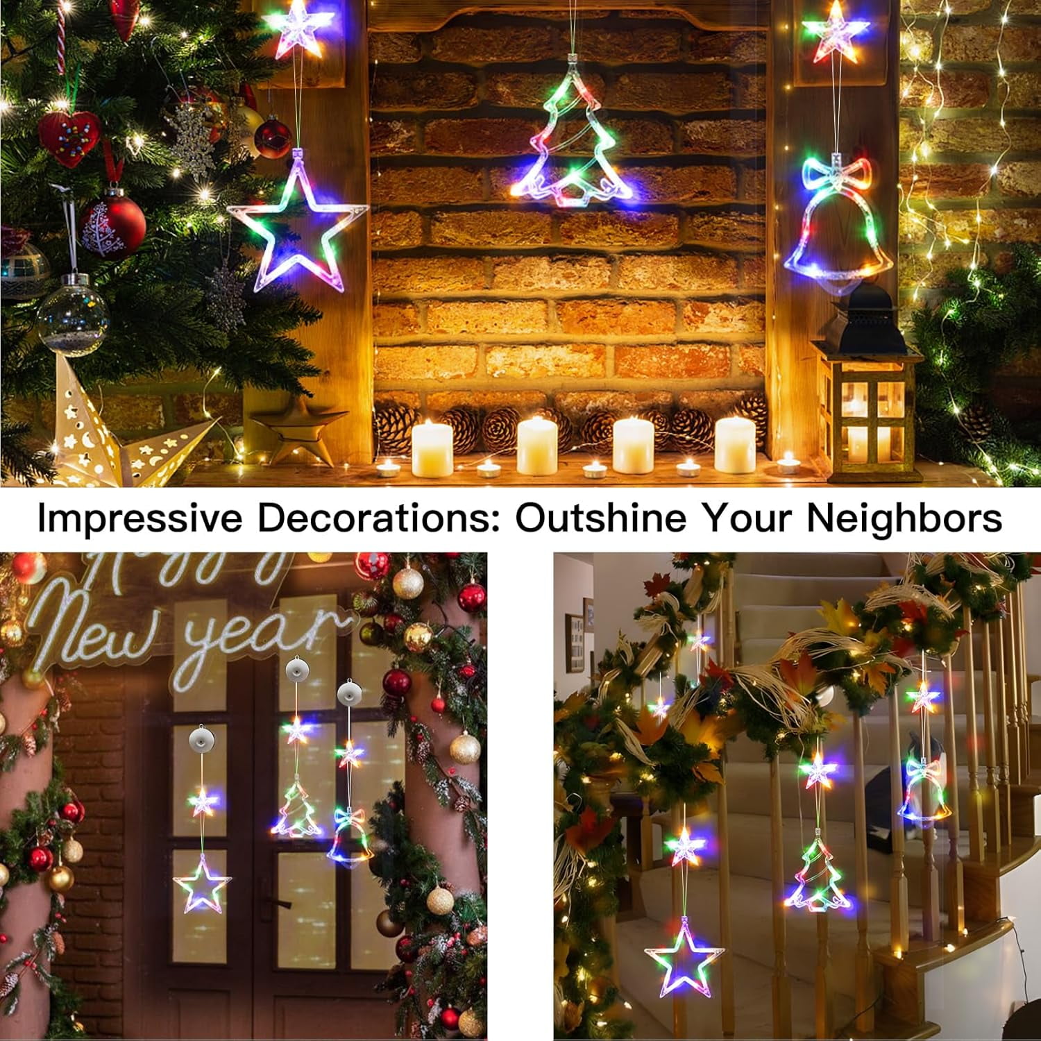 PYYAN-3Pcs Christmas Window Lights with Timer, Battery Operated LED ...