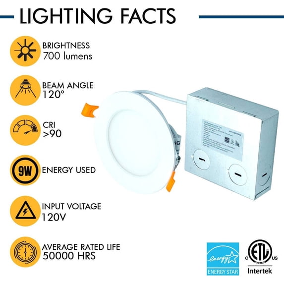 PYYAN-4 Inch Dimmable LED 5CCT Slim Recessed Downlight with Junction ...